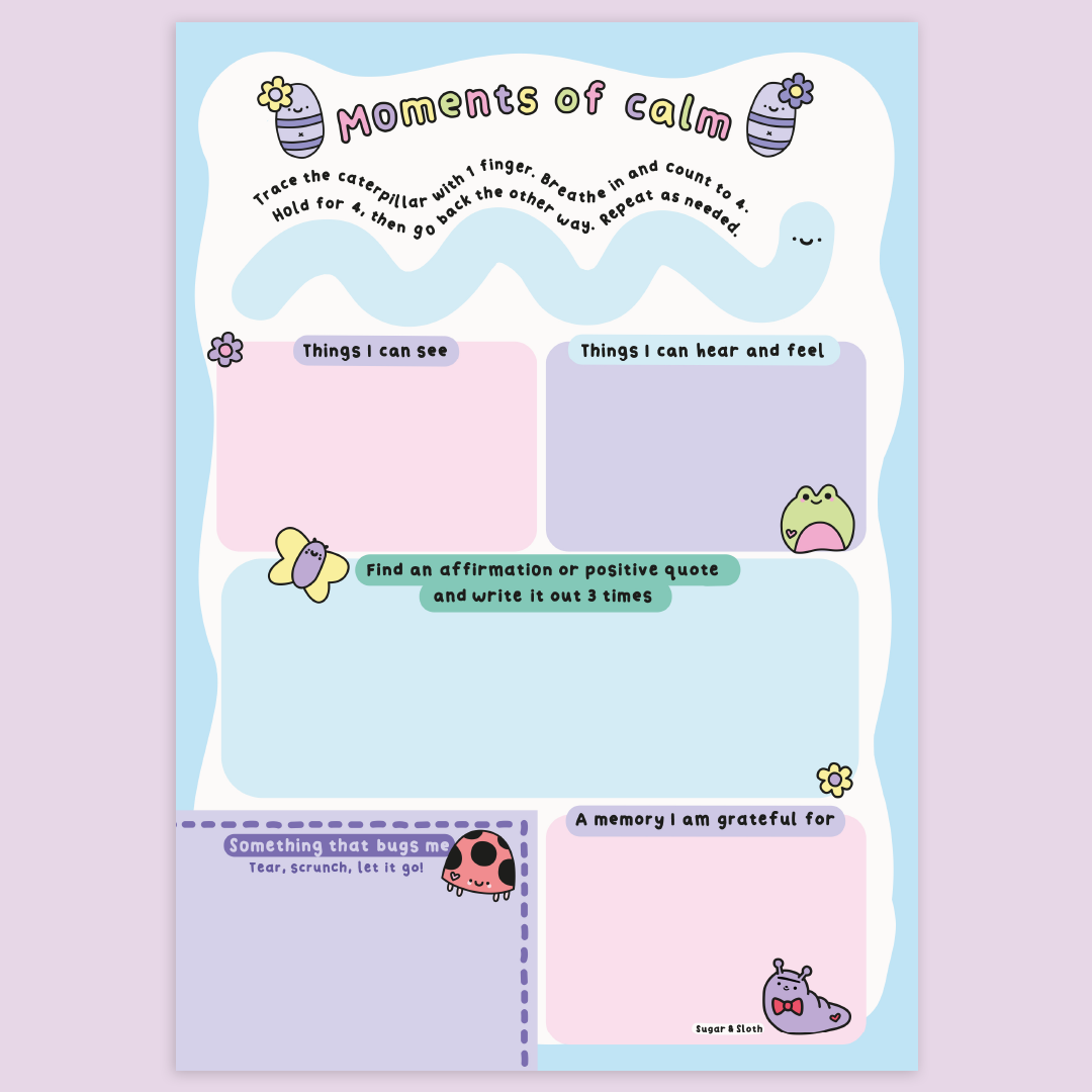 Digital Download PDF: Moments of Calm Worksheet – Sugar and Sloth