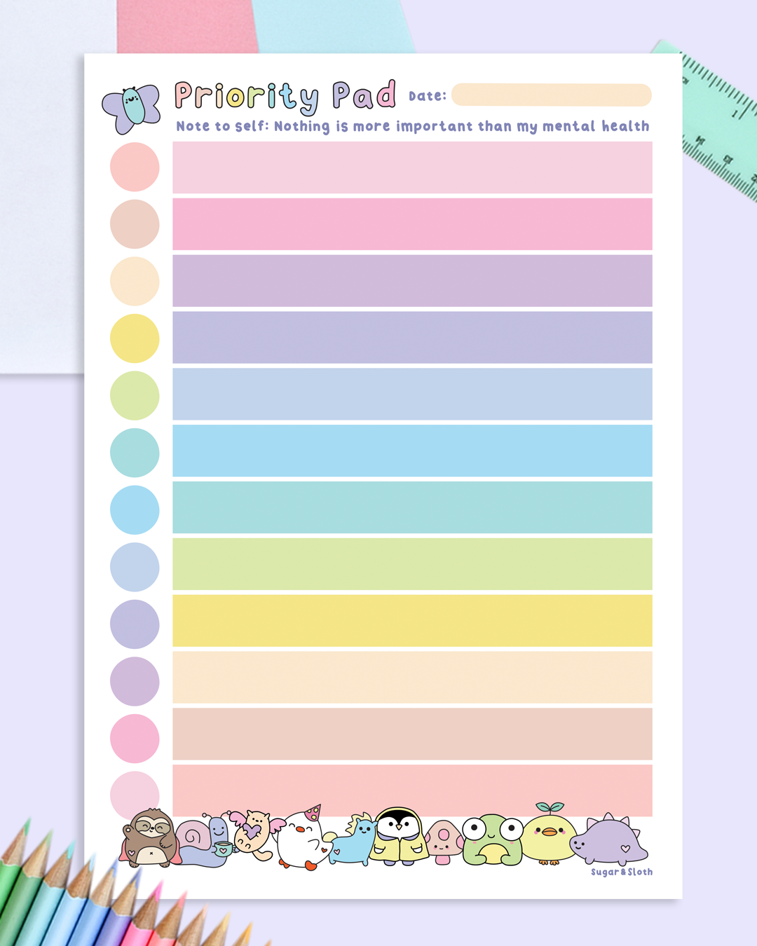 My A4 Priority Pad – Sugar and Sloth