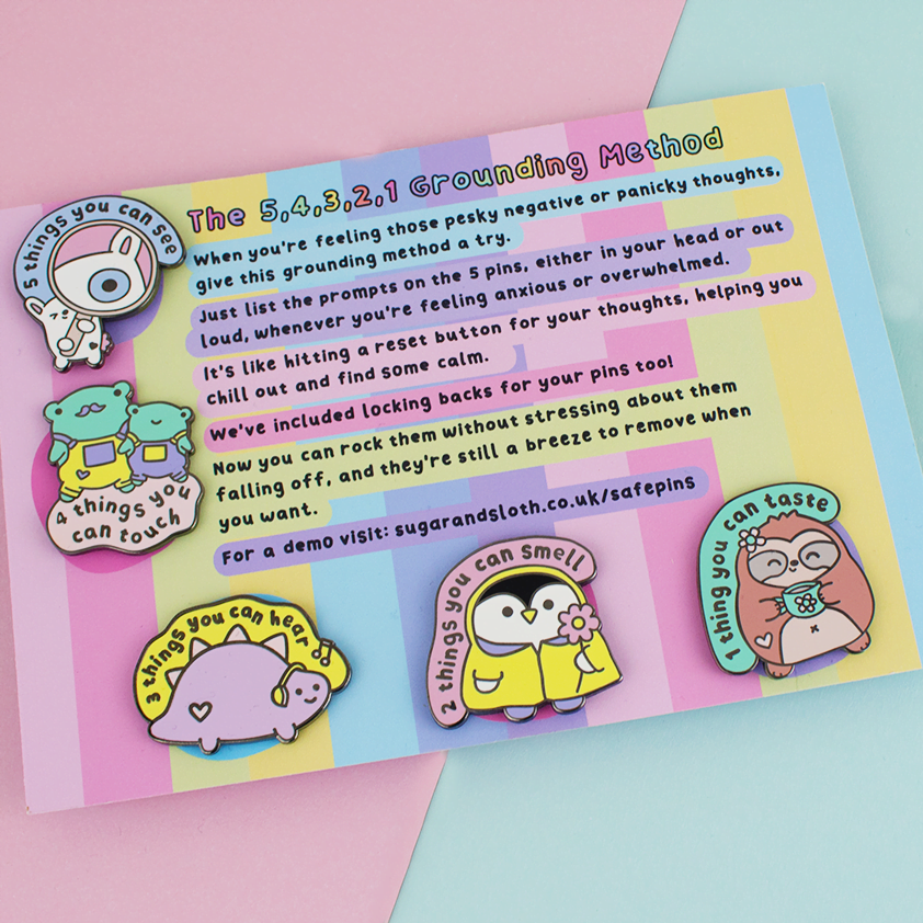 54321 Grounding Enamel Pin Set – Sugar and Sloth